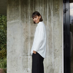 Lyn Milky White Shirt - Oversized Linen Shirt - White Linen Shirt ...