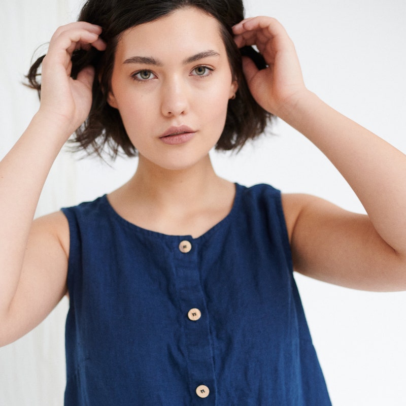 Linen Button Front Dress - Etsy