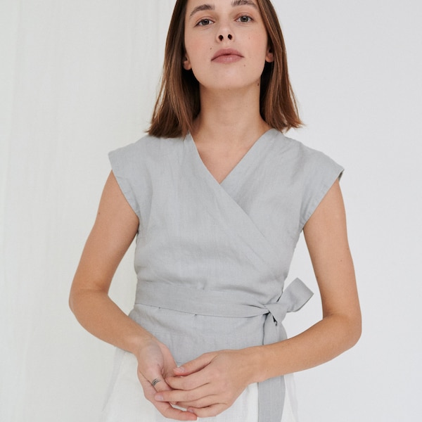Grey Wrap Top - Etsy
