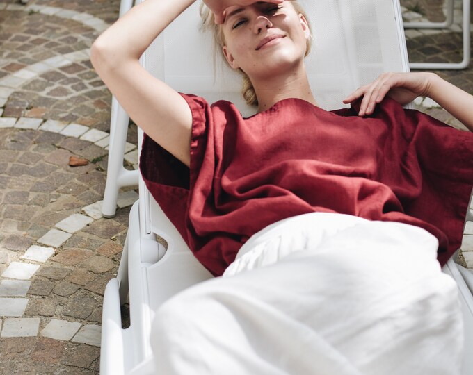 Square to P/ Linen Top / Oversized Line Square Blouse / Linen Blouse ...