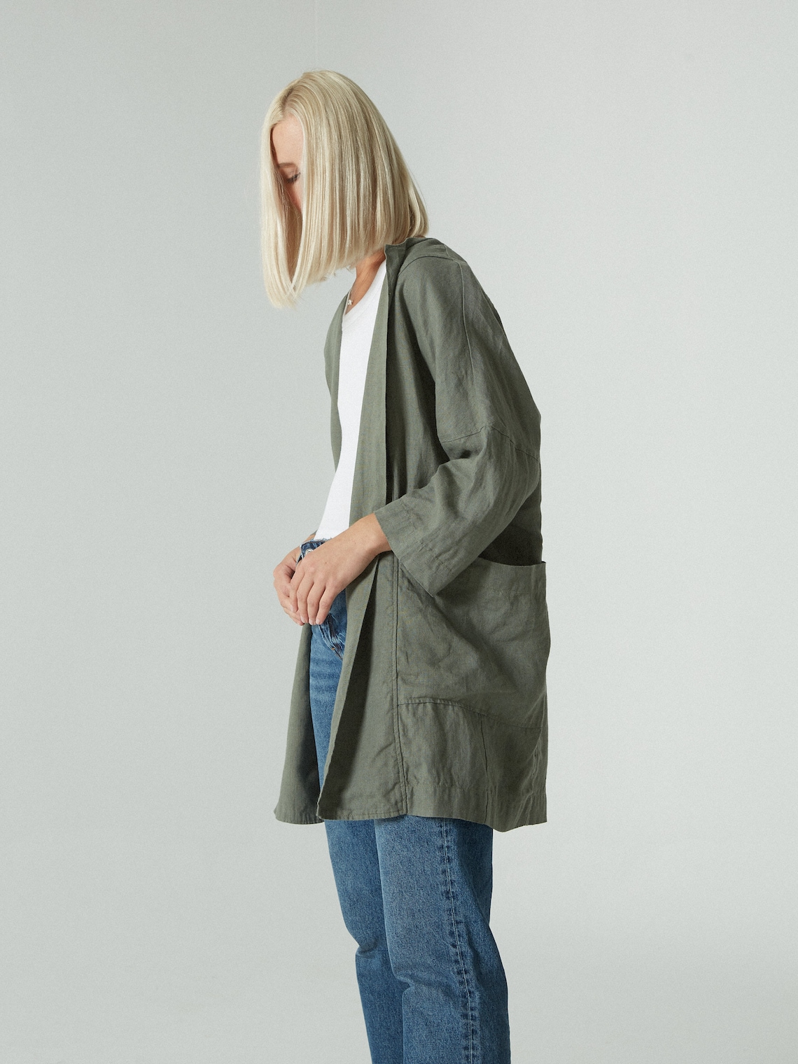 Juniper Pine Green Jacket Linen Jacket Linen Coat | Etsy