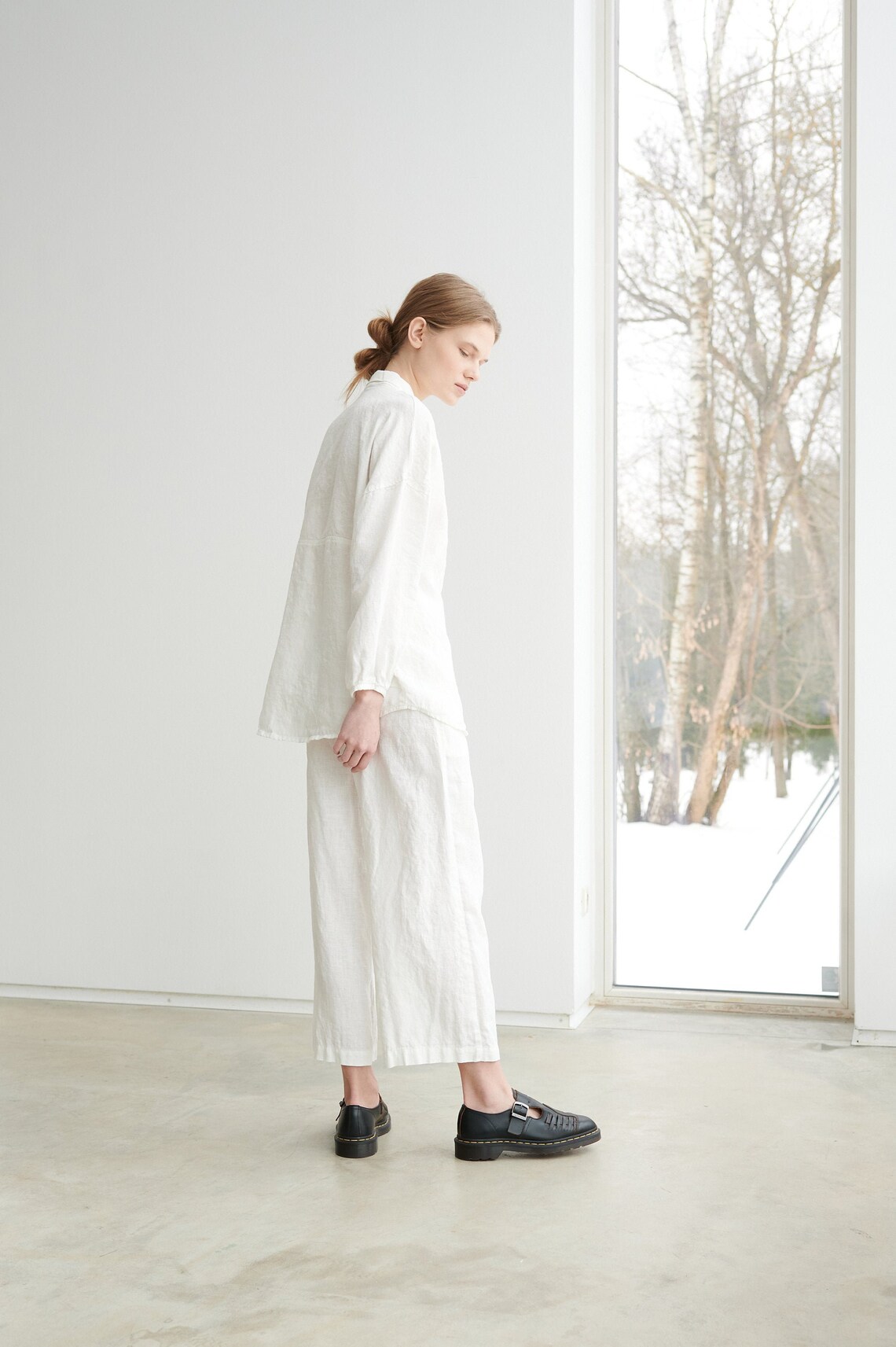 Lyn Milky White Shirt Loose Linen Shirt Linen Shirt Drop - Etsy