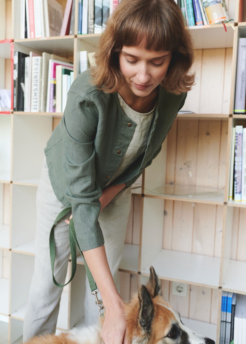 Francis Heavy Pine Green Jacket Heavy Linen Jacket Short | Etsy