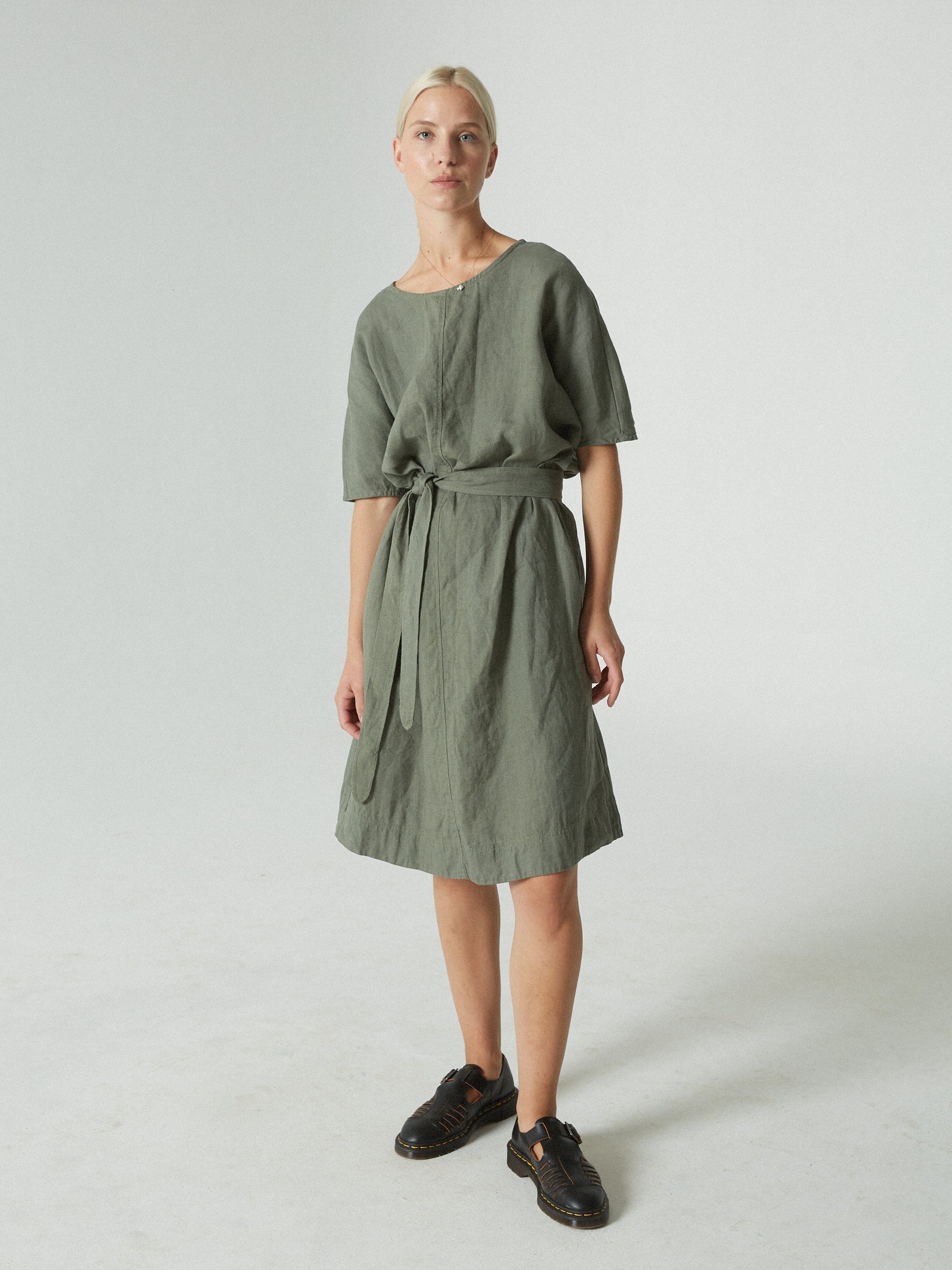 Rush Pine Green Dress Cocoon Linen Dress Loose Linen Dress - Etsy