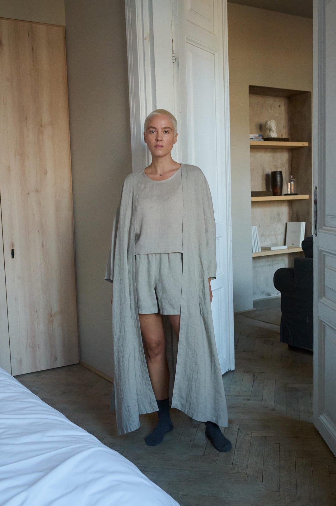 Long Linen Robe - Lightweight Linen - Bathrobe - Linen Robe - Natural ...