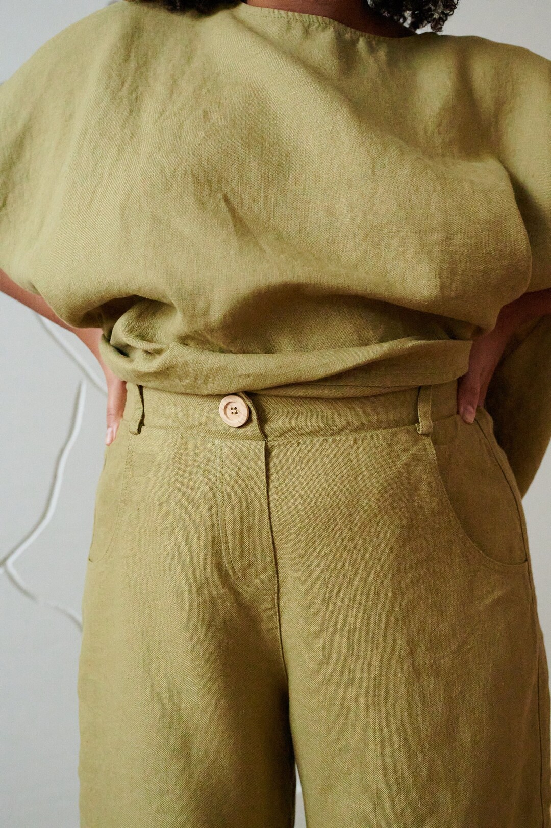 Frankie Heavy Olive Trousers - Heavy Linen Pants - Linen Trousers ...