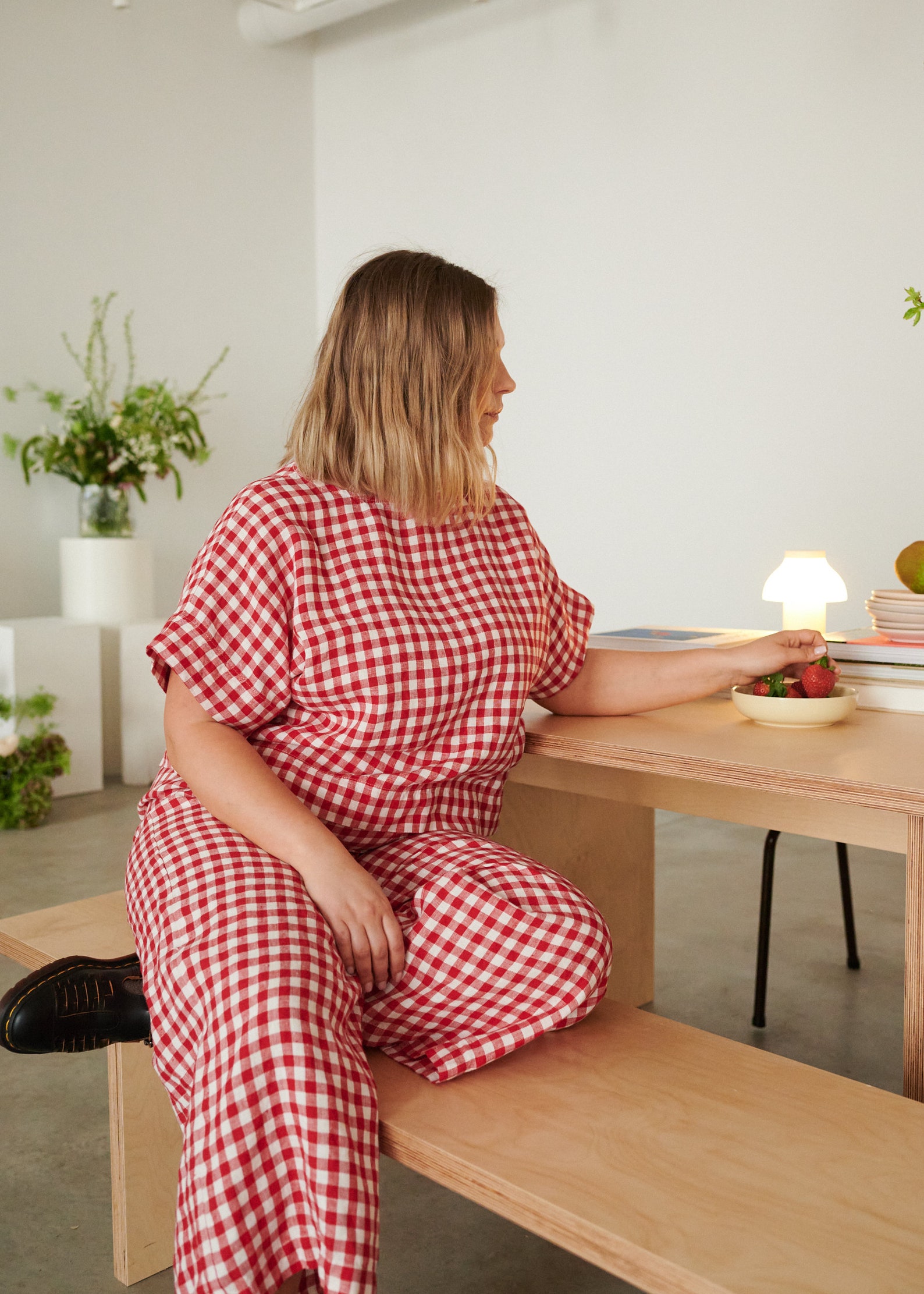 Mona Red Gingham Top Basic Linen Top Oversized Linen Top - Etsy