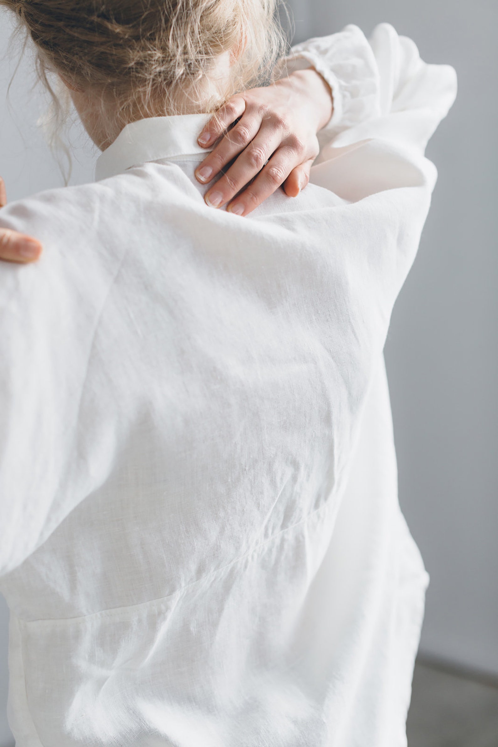 Lyn Milky White Shirt Washed Linen Shirt Linen Shirt - Etsy