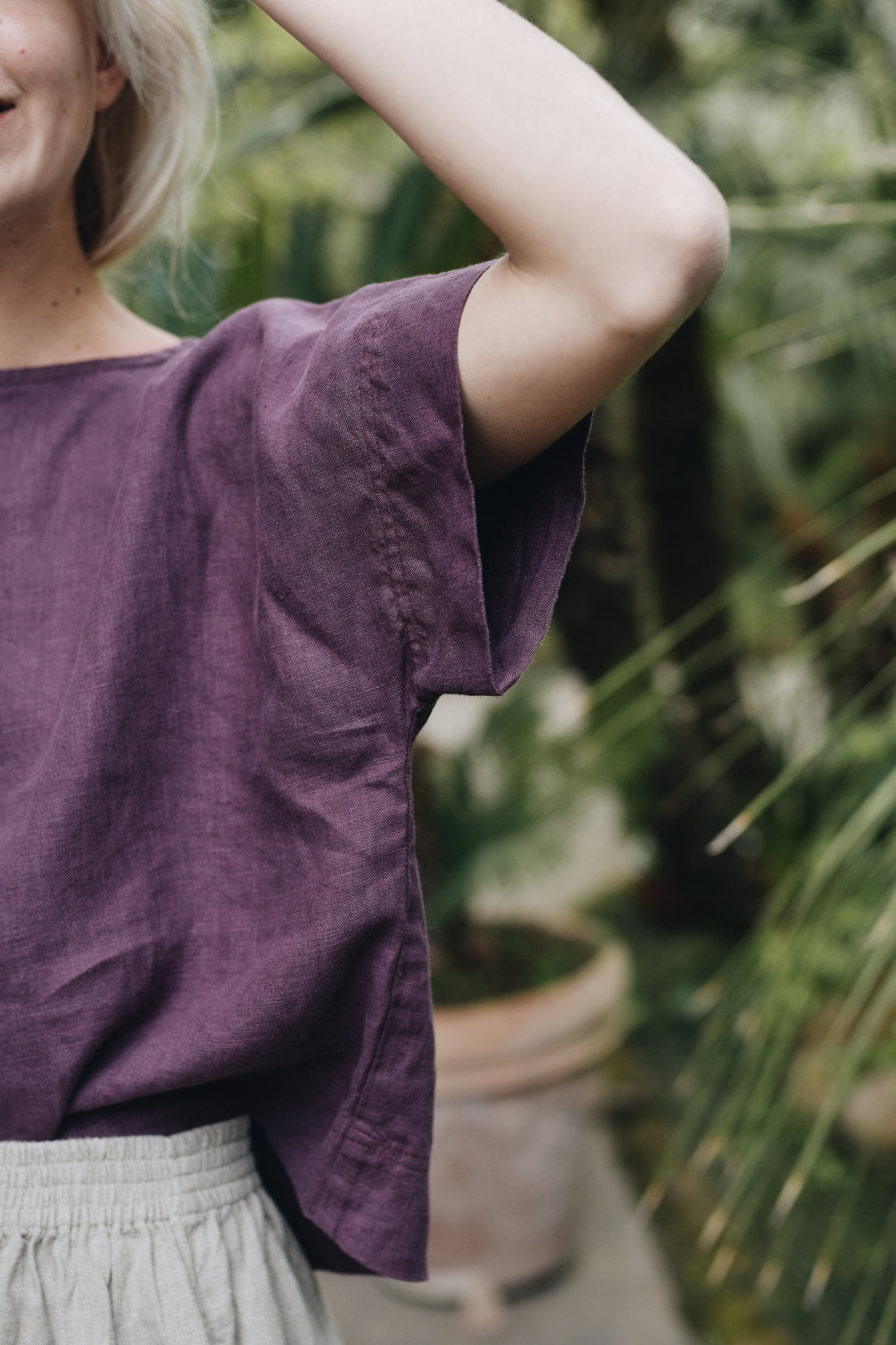 Mona Eggplant Violet Top Linen Top Oversized Linen Top - Etsy