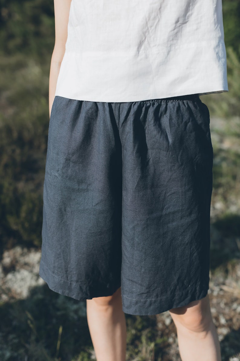 Hike Graphite Grey Short Linen Shorts High Waisted Linen - Etsy