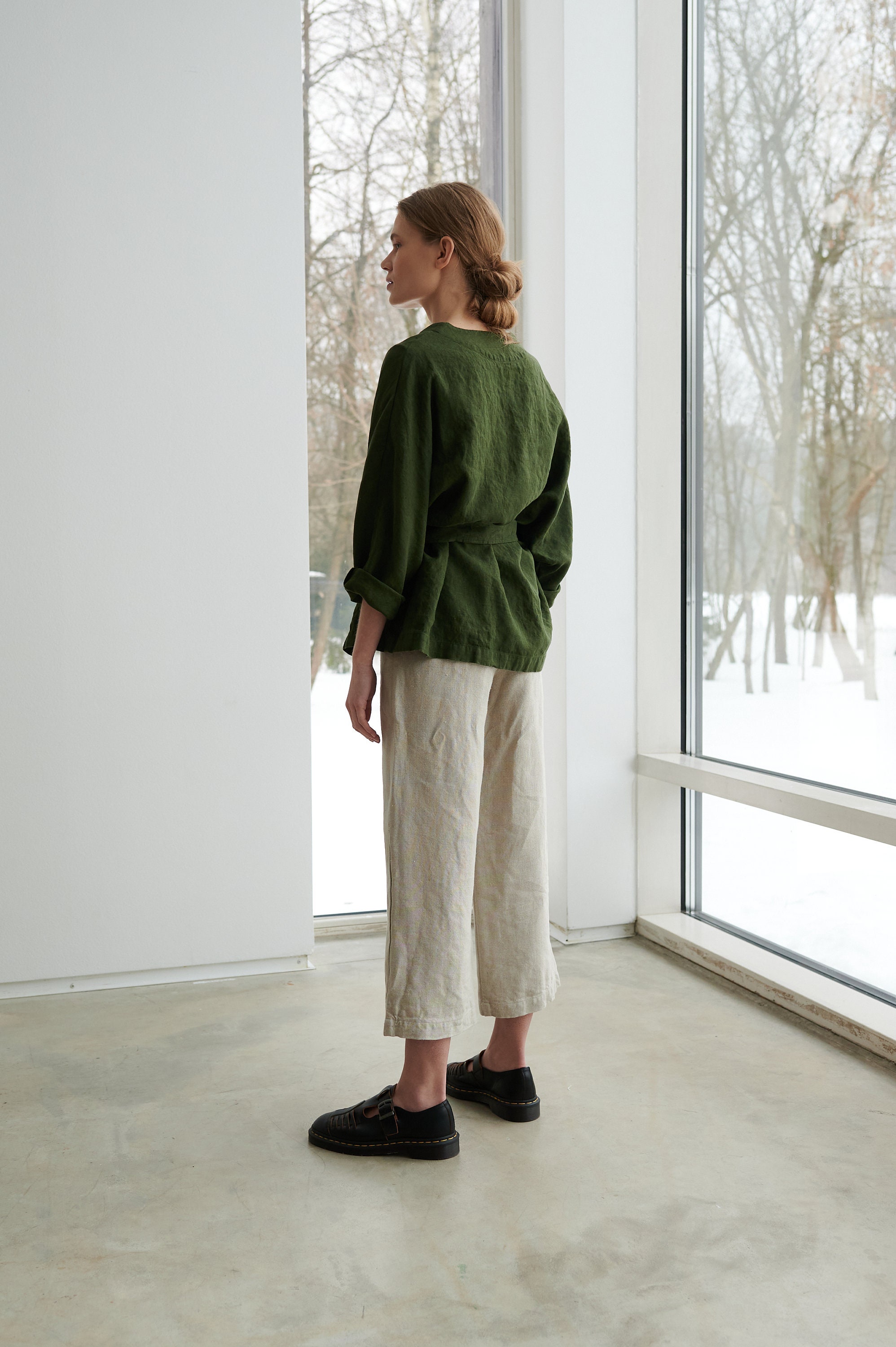 Rene Forest Green Jacket Medium Weight Linen Jacket Linen | Etsy