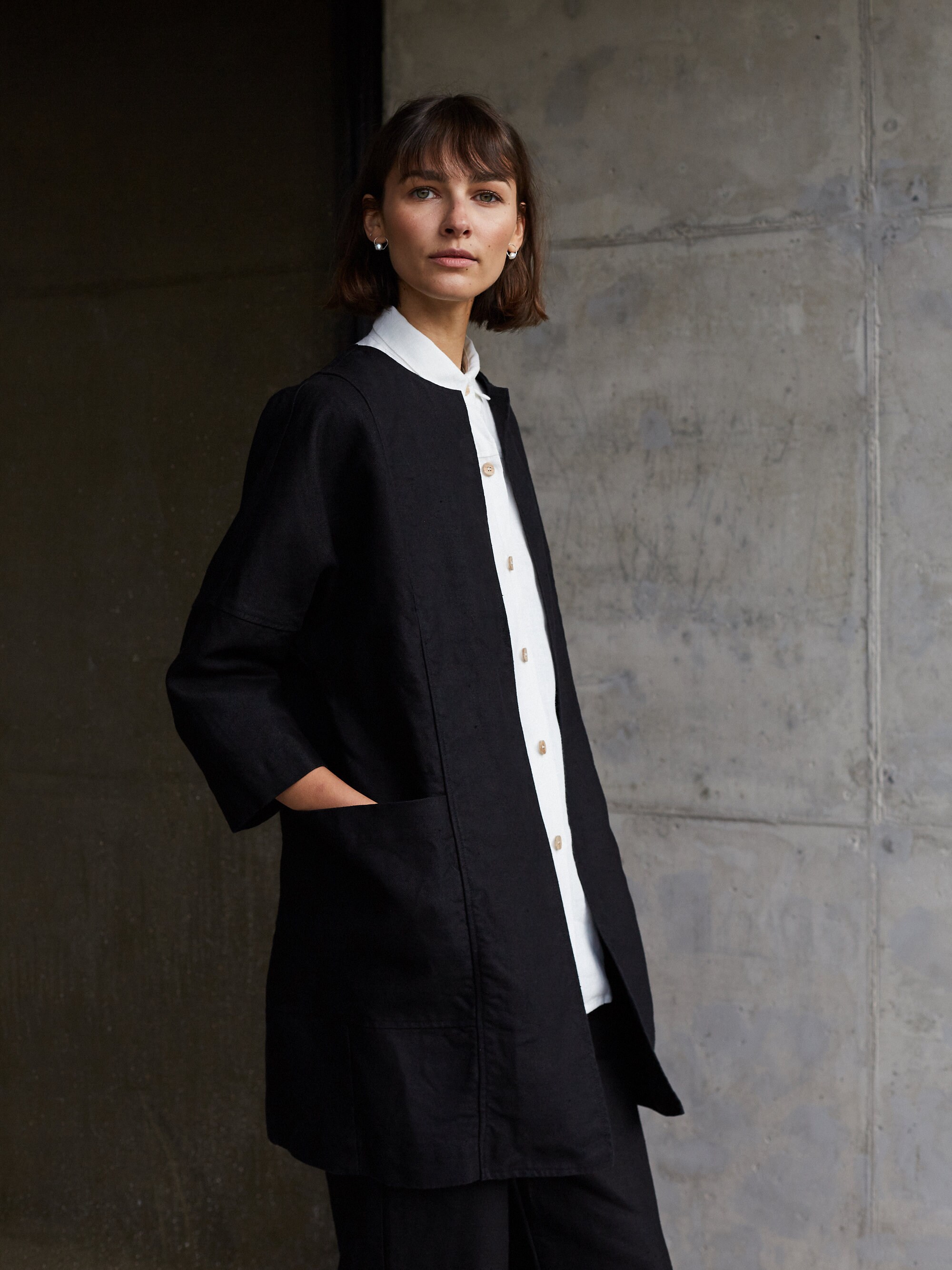 Juniper Heavy Black Jacket Heavy Linen Jacket Linen Coat - Etsy