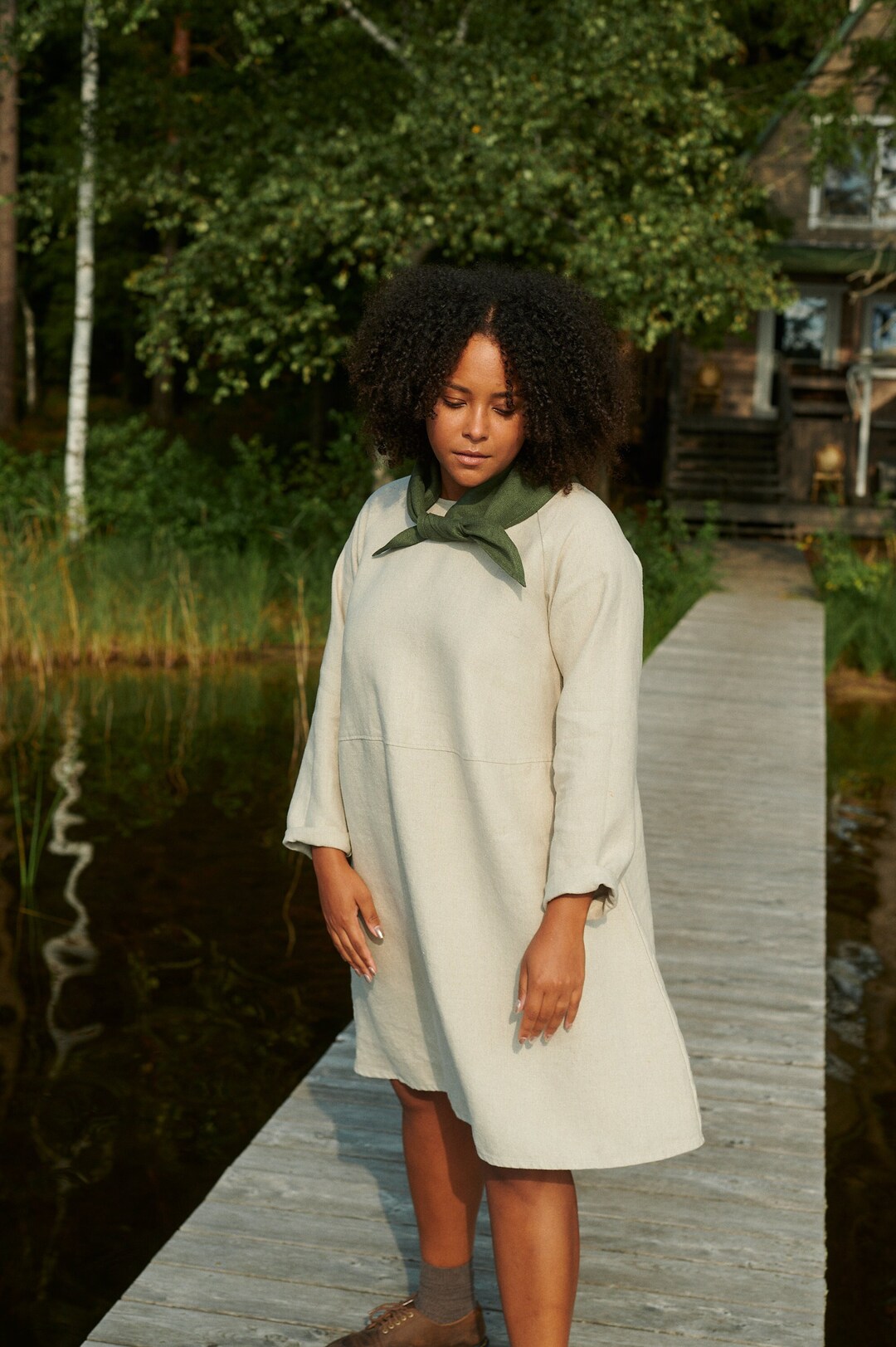 Marie Heavy Natural Grey Linen Dress - Heavy Linen Dress - Mini Linen ...