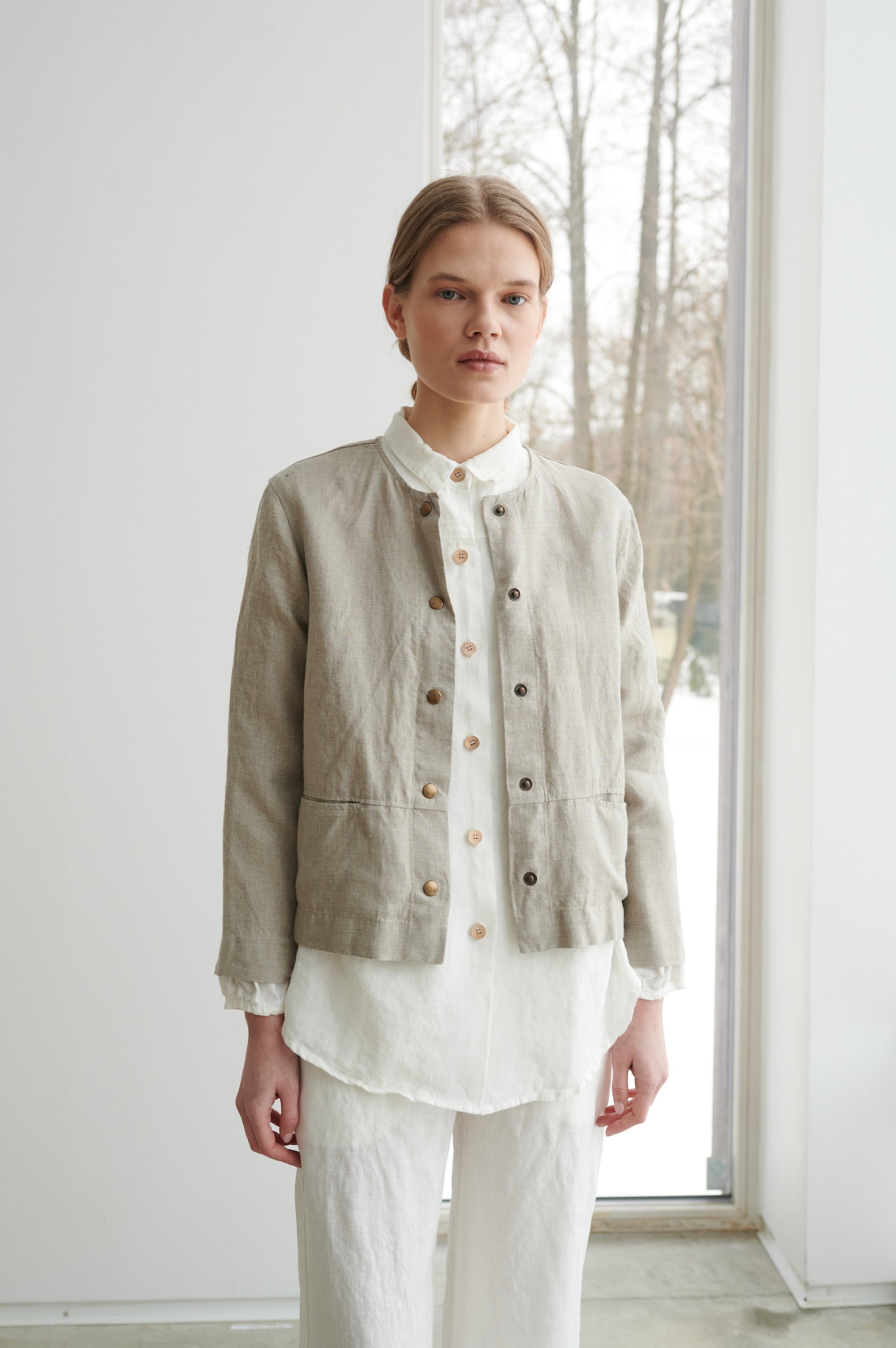 Francis Natural Grey Jacket Medium Weight Linen Jacket - Etsy