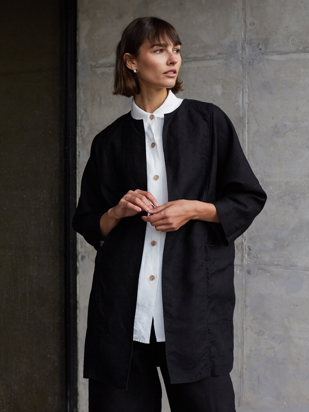 Juniper Heavy Black Jacket Heavy Linen Jacket Linen Coat Soft Linen ...