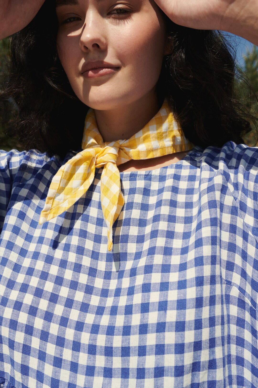 Ready to Ship Yellow Gingham Linen Bandana Bandana Linen Bandana Linen ...