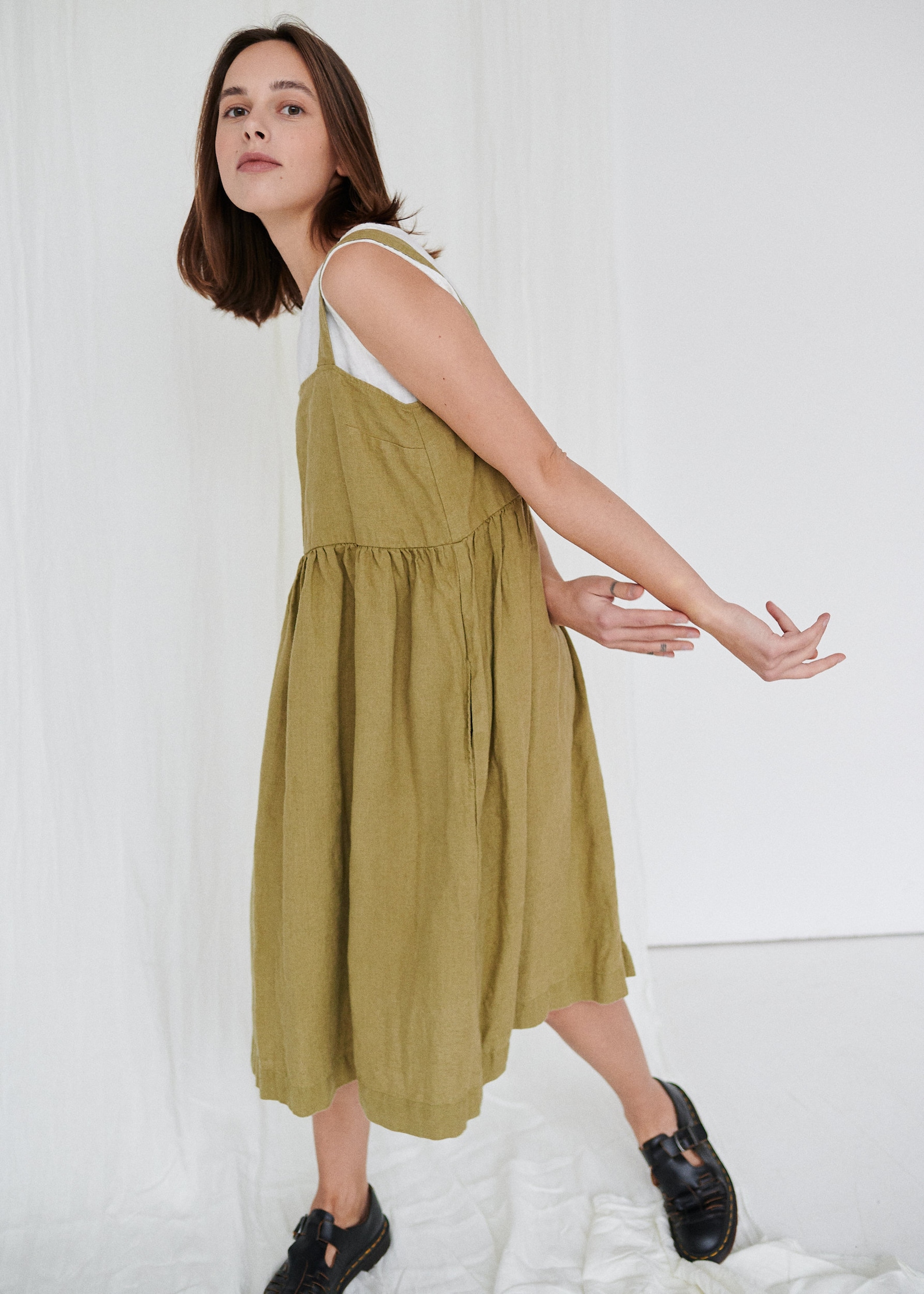 Summer Olive Dress Pinafore Dress Linen Dress Oversized - Etsy