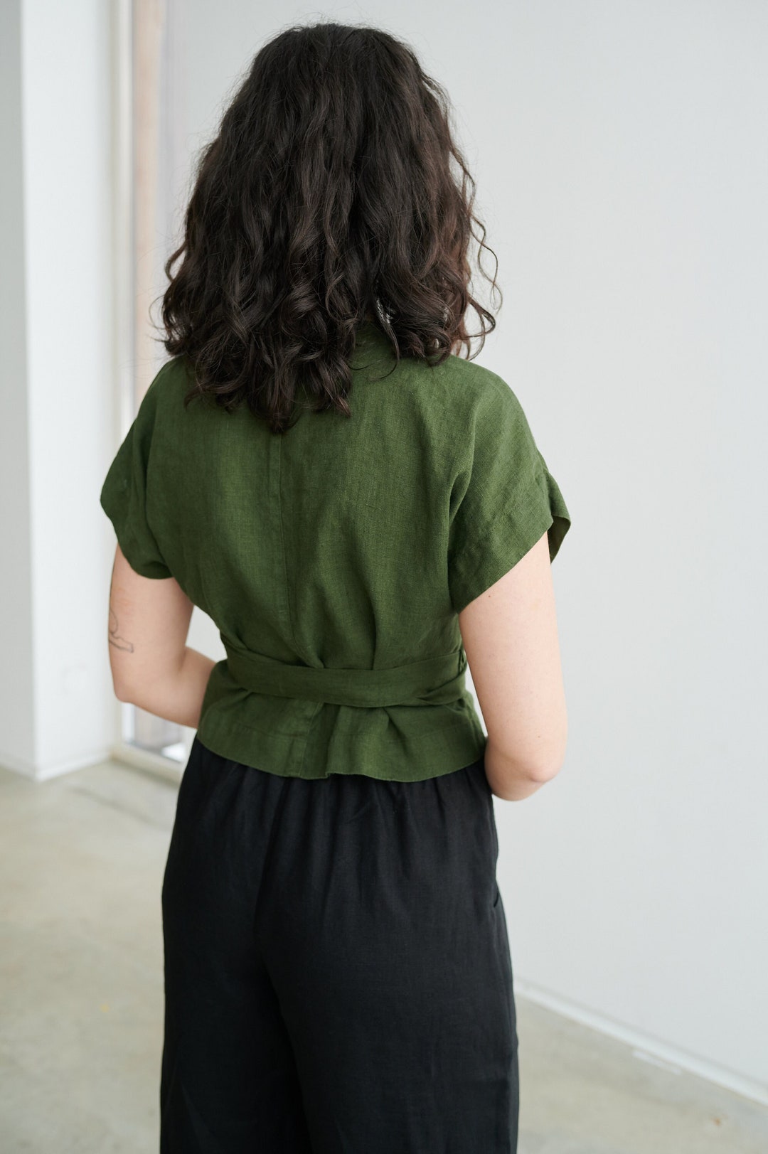 Bonni Forest Green Top - Wrap Top - Wrap Linen Top - Linen Top - Linen ... Bonni Forest Green Top - Wrap Top - Wrap Linen Top - Linen Top - Linen ...