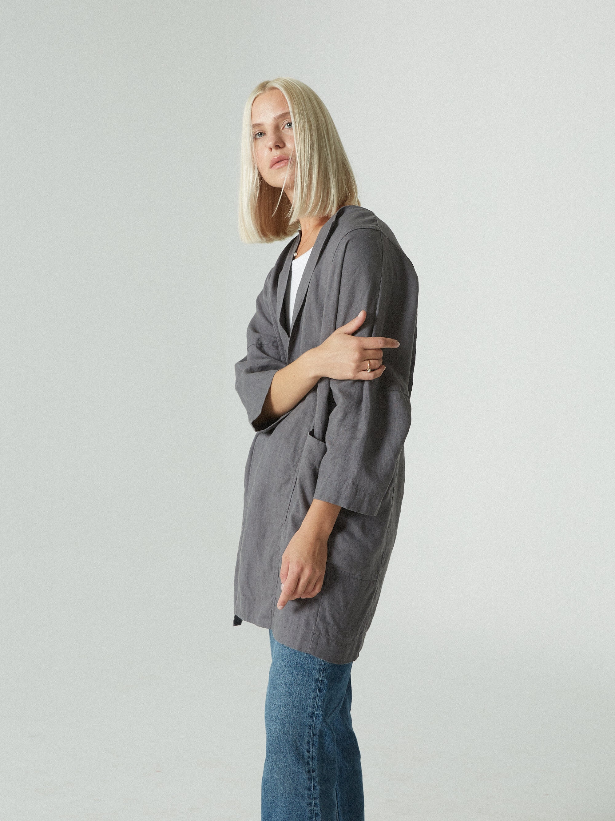 Juniper Platinum Grey Jacket Linen Jacket Linen Coat - Etsy