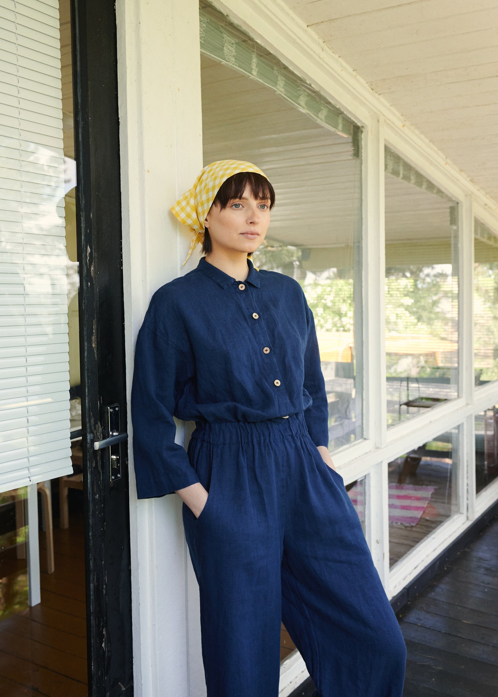 Ready to Ship Yellow Gingham Linen Bandana Bandana Linen - Etsy