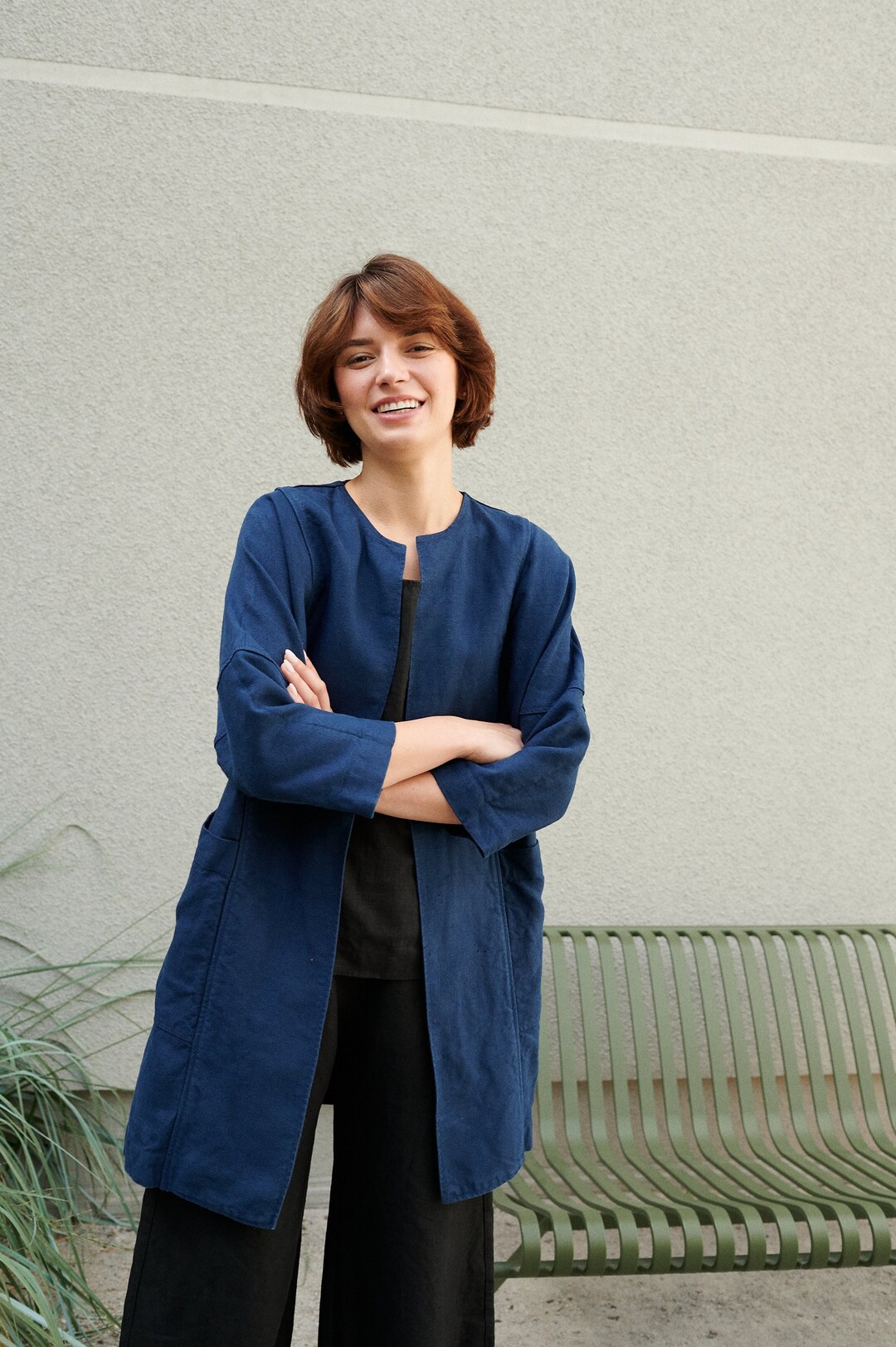 Juniper Heavy Navy Blue Jacket Heavy Linen Jacket Linen Coat Soft Linen ...