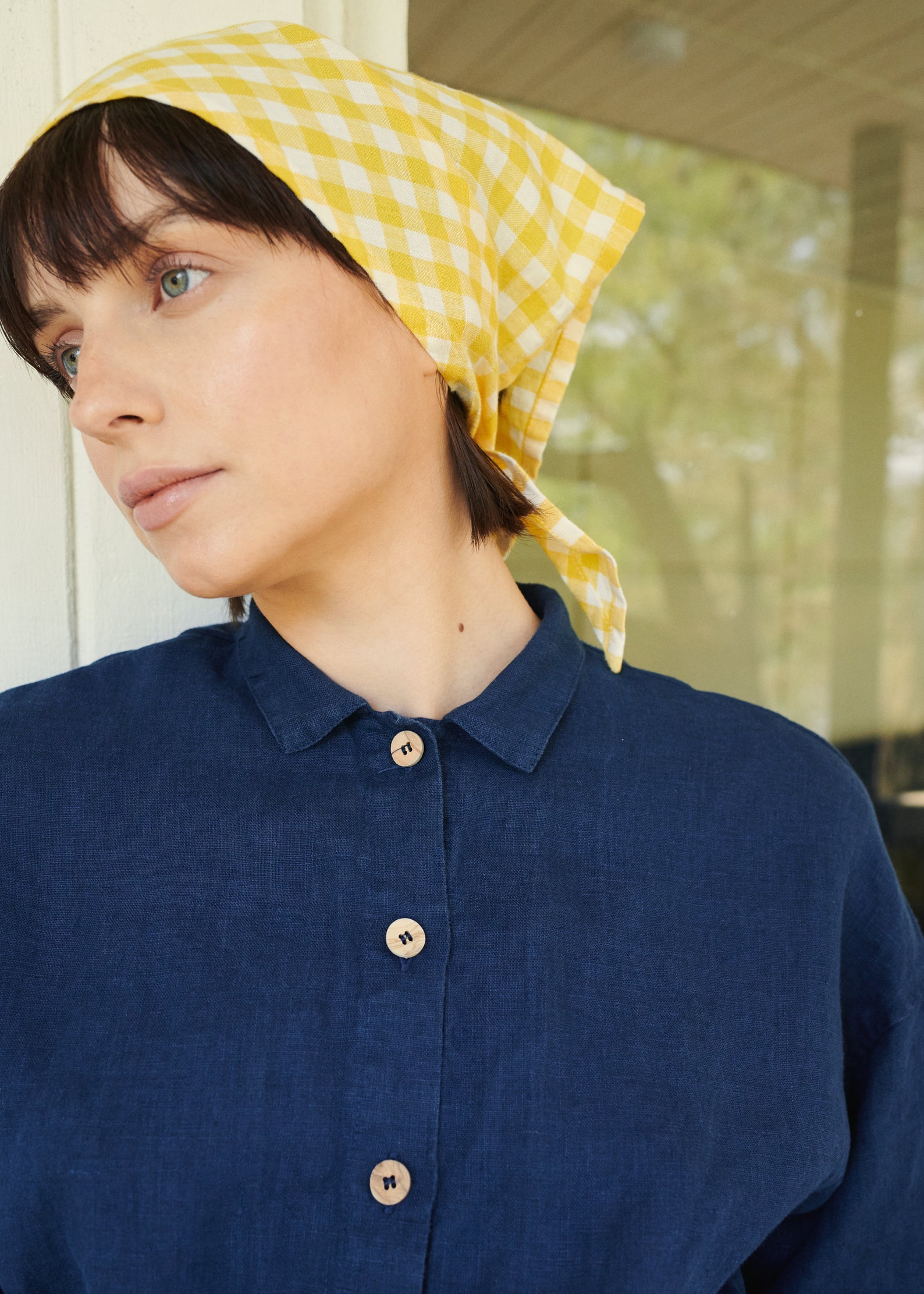 Ready to Ship - Yellow Gingham Linen Bandana - Bandana - Linen Bandana ...