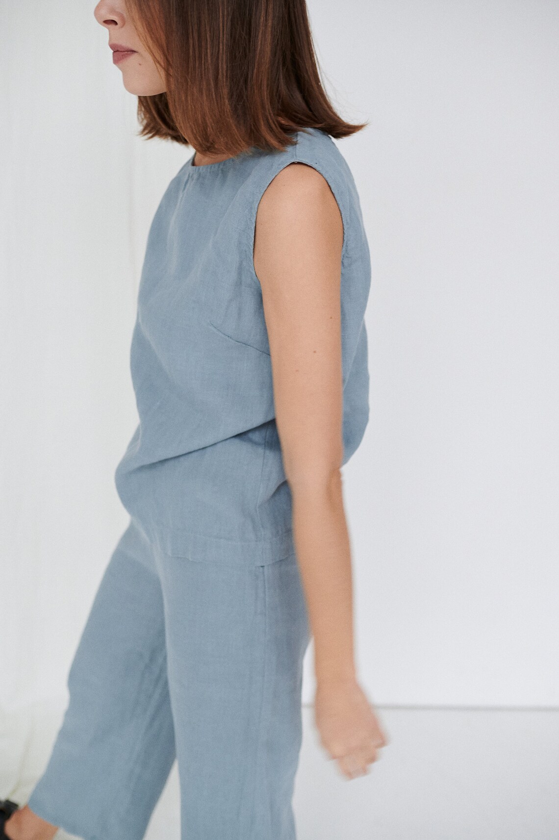 Luna Sea Green Top Linen Top Linen Tank Top Linen Blouse - Etsy