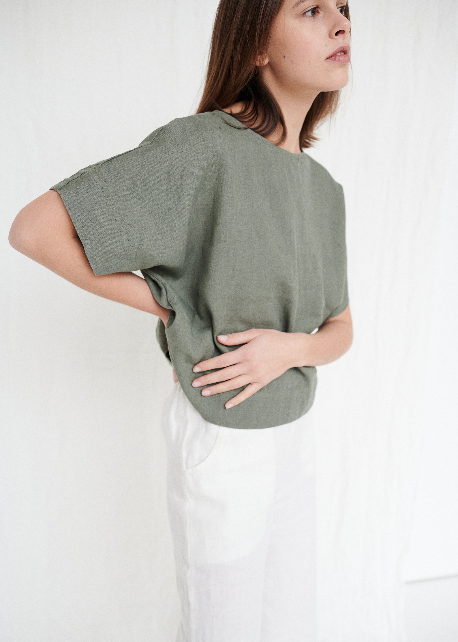Mona Pine Green Top Linen Top Oversized Linen Top Linen - Etsy UK