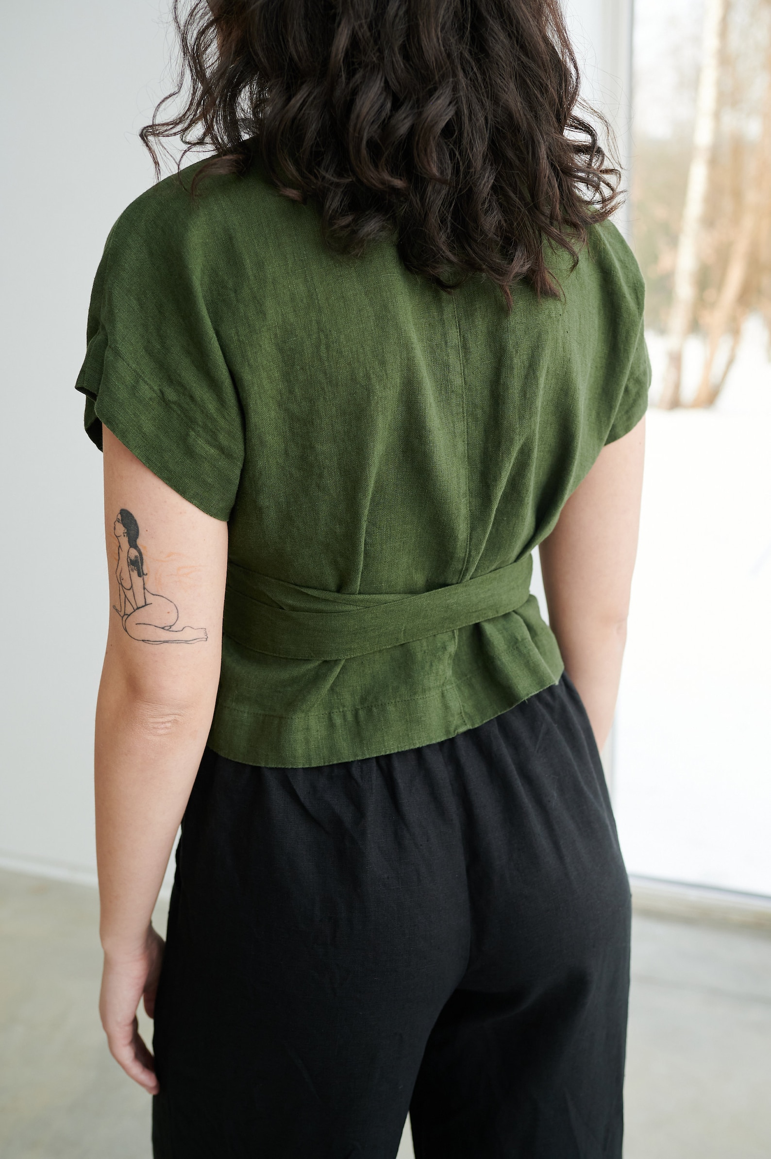 Bonni Forest Green Top Wrap Top Wrap Linen Top Linen Top | Etsy Bonni Forest Green Top Wrap Top Wrap Linen Top Linen Top | Etsy