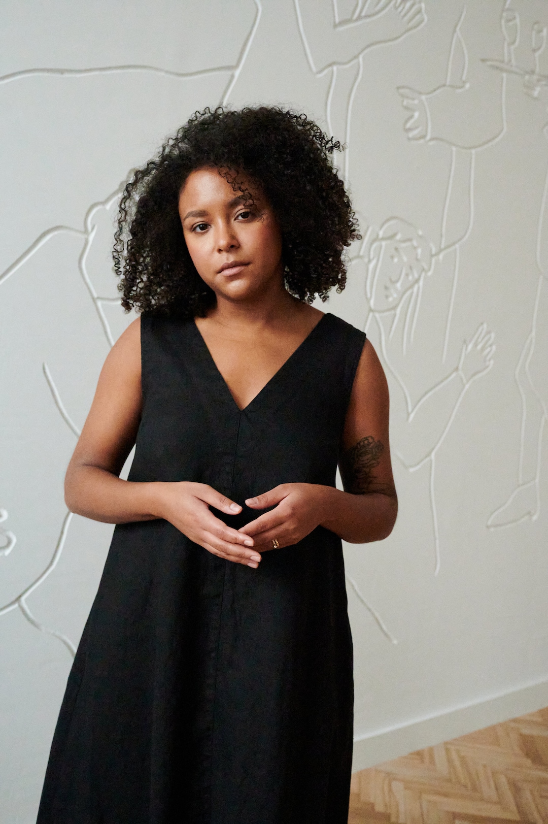 Rue Black Dress - Deep V Neck Dress - Maxi Linen Dress - Long Linen ...