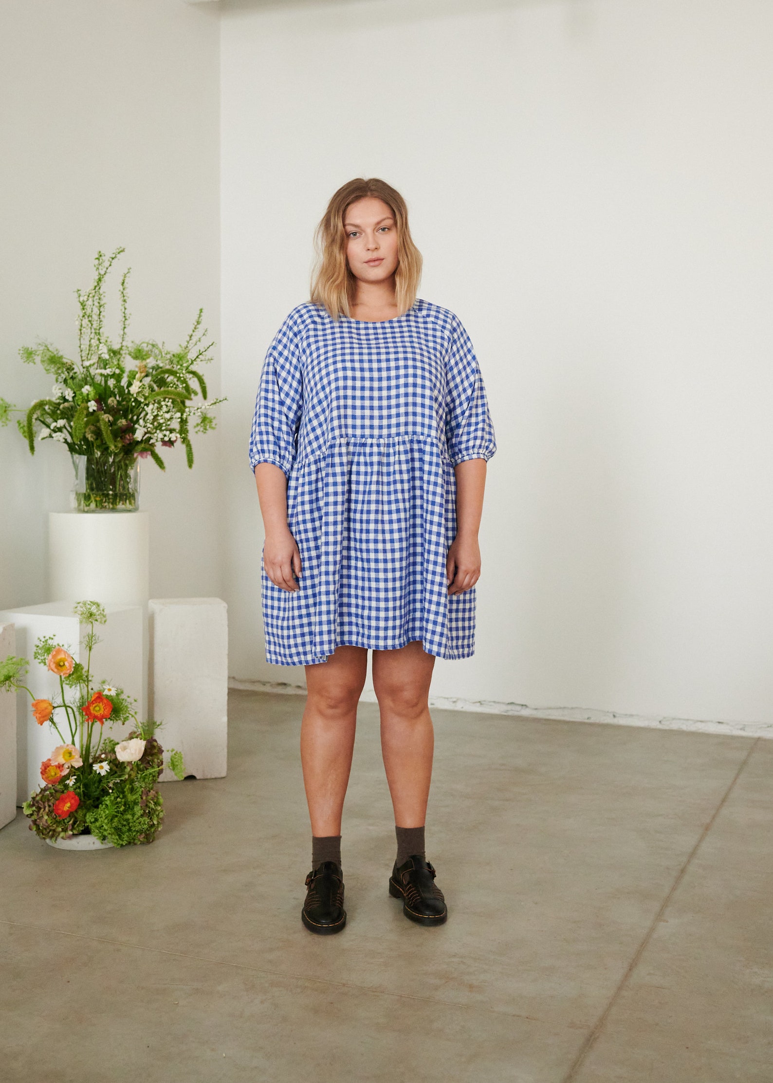 Beth Blue Gingham dress Gingham Linen Dress Summer linen | Etsy