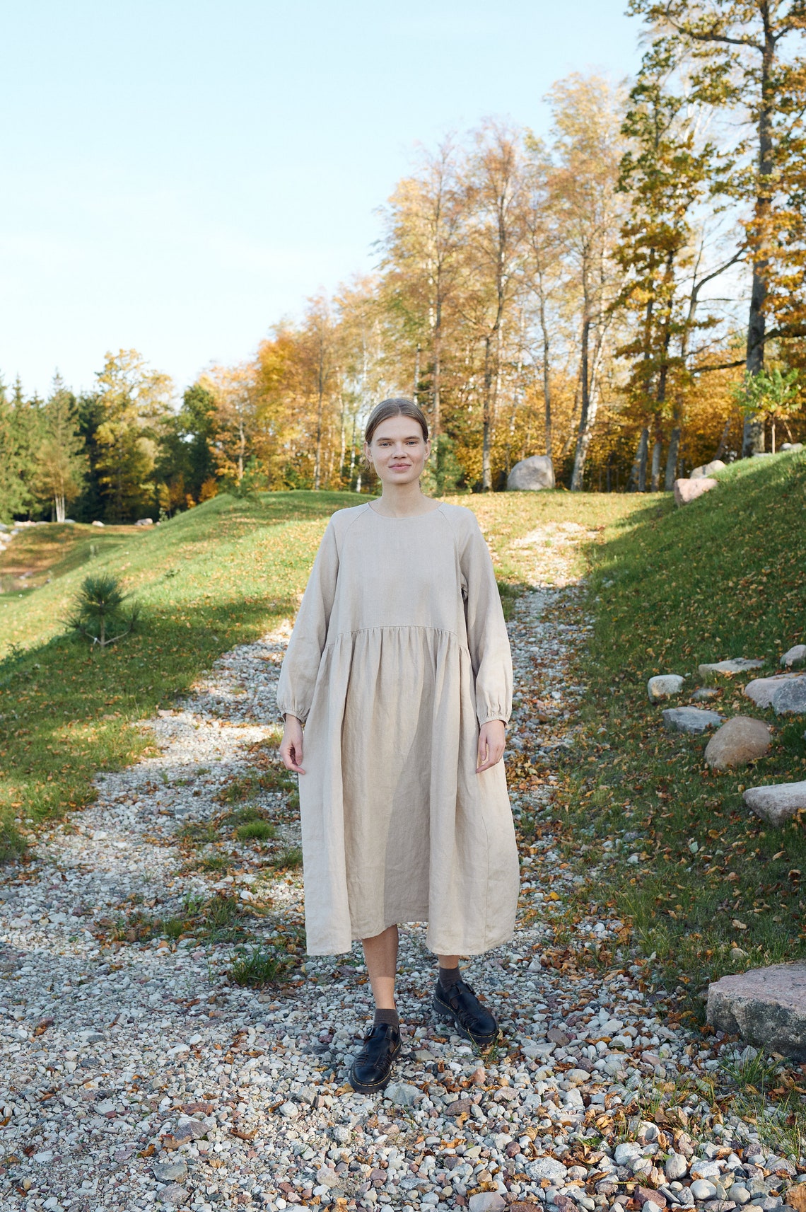 Margo Beige Linen Dress Linen Dress Fall Linen Dress - Etsy