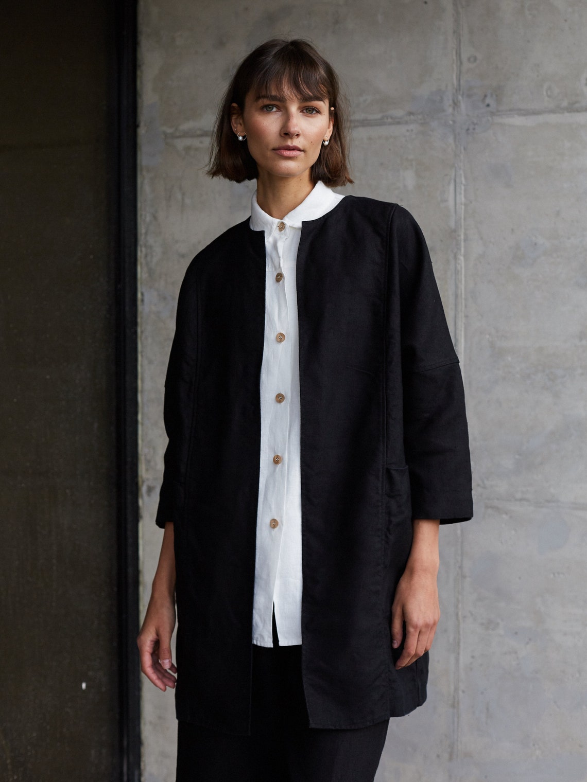 Juniper Heavy Black Jacket Heavy Linen Jacket Linen Coat - Etsy