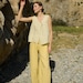 Jess Apple Checks Linen Top - V-neck Sleeveless Top - Loose Silhouette ...