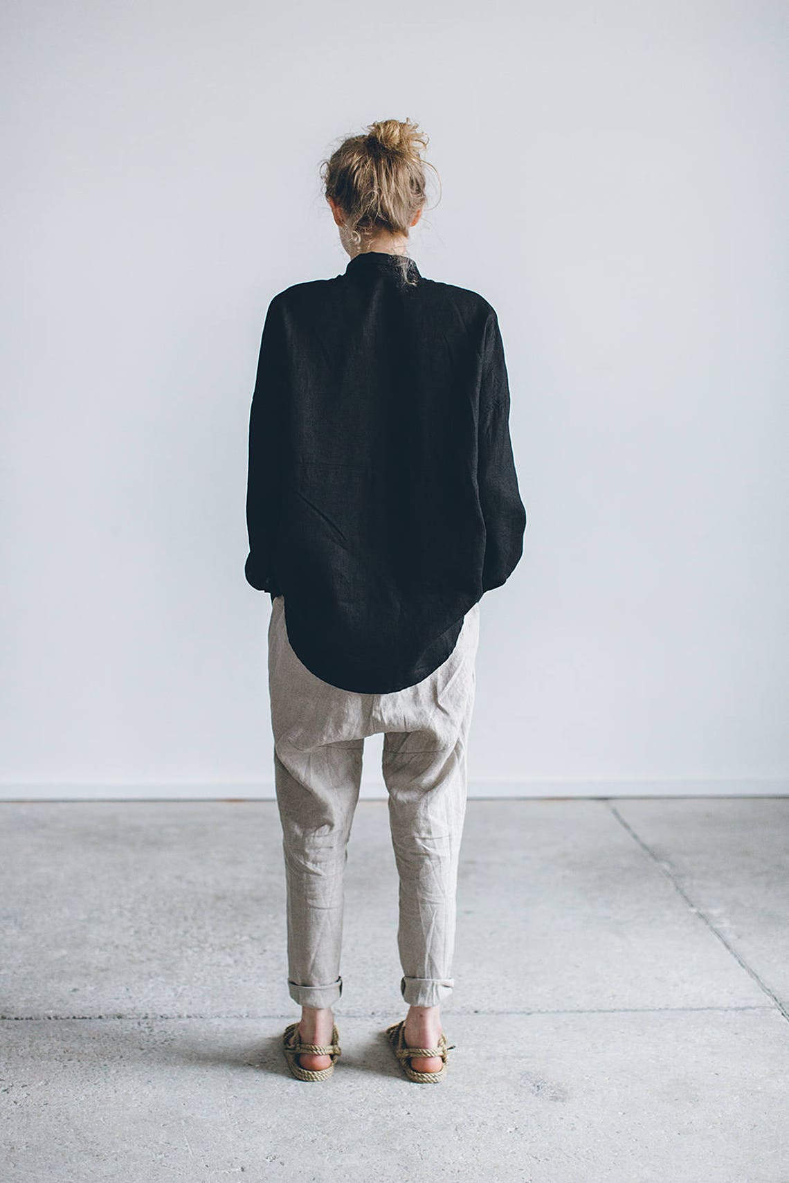 Lyn Black Shirt Oversized Linen Shirt Linen Shirt Drop | Etsy