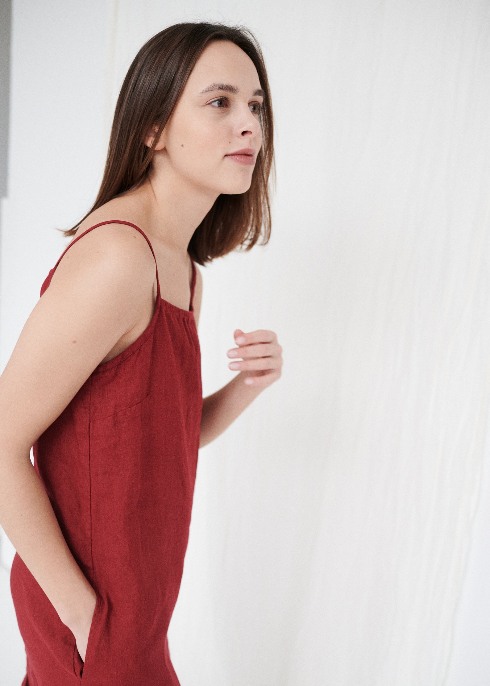 Aurora Burgundy Red Dress Linen Dress Long Dress With - Etsy