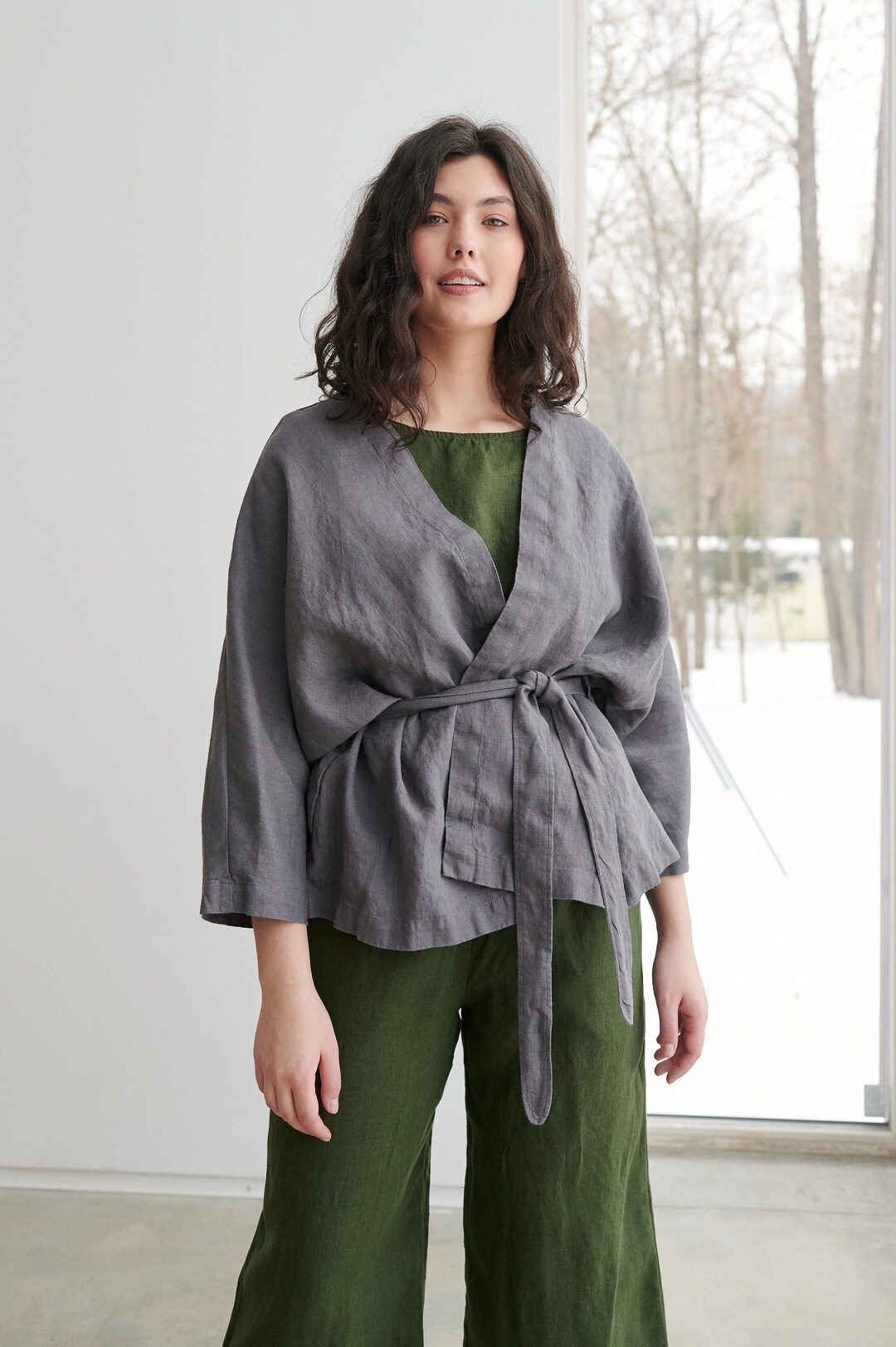 Rene Platinum Grey Jacket - Medium Weight Linen Jacket - Linen Coat ...