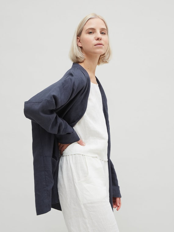 Fall Graphite Grey Jacket Oversized Linen Jacket Linen - Etsy UK