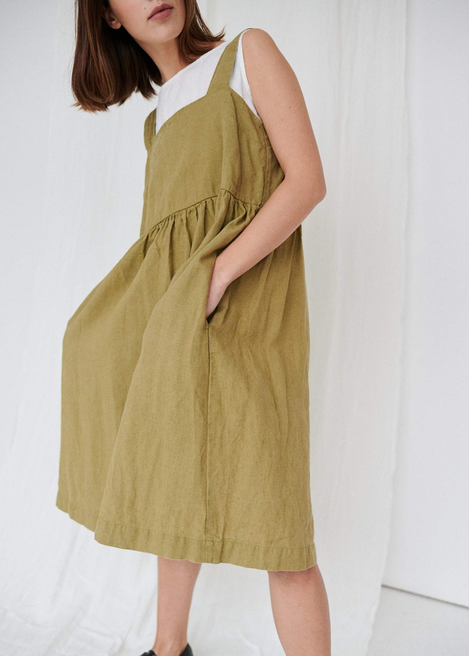 Summer Olive Dress Pinafore Dress Linen Dress Oversized - Etsy