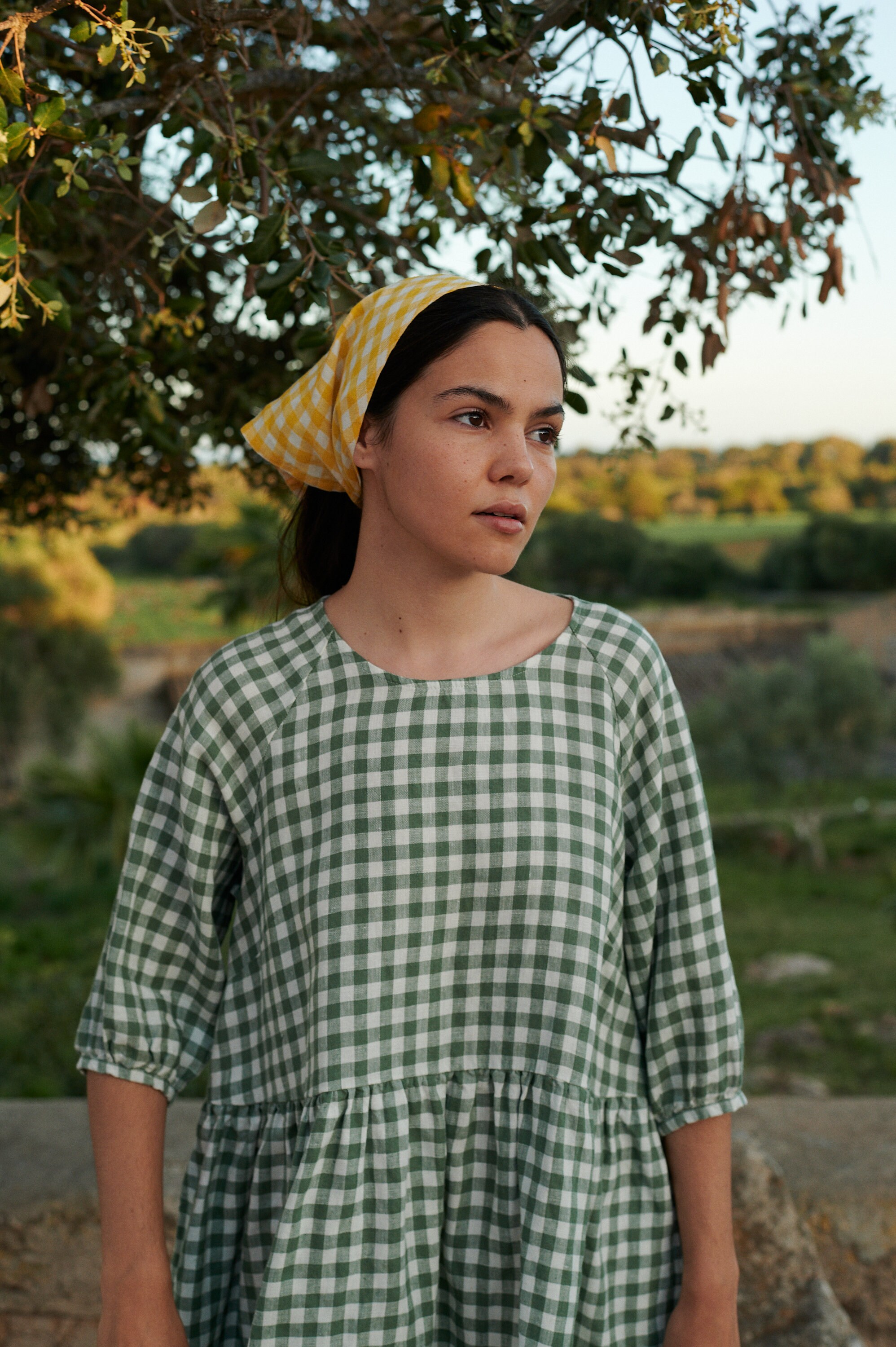 Beth Green Gingham Dress - Gingham Linen Dress - Summer Linen Dress ...