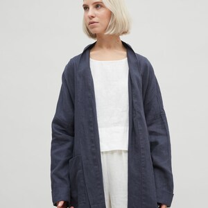 Fall Graphite Grey Jacket Oversized Linen Jacket Linen Jacket Drop ...