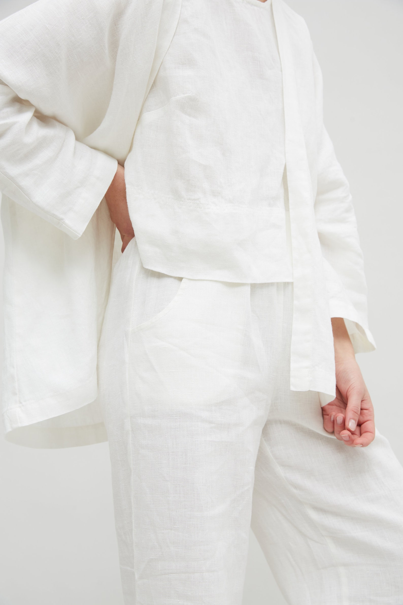 Juta Milky White Jacket - Oversized Linen Jacket - Linen Coat - Washed ...