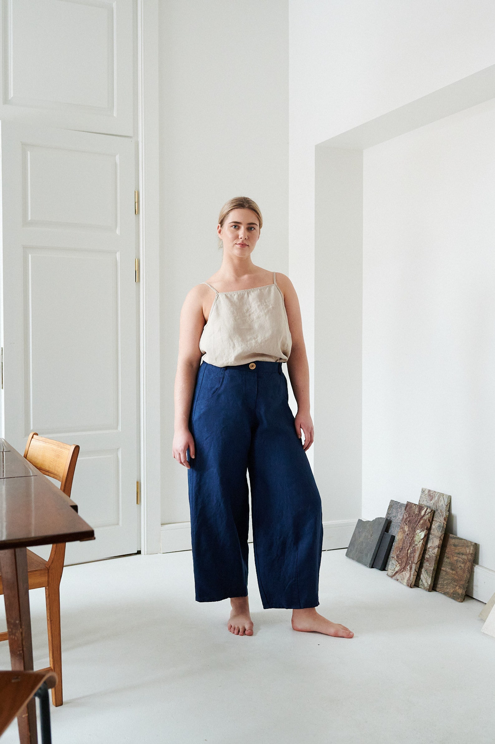 Frankie Heavy Navy Blue Trousers Heavy Linen Pants Linen | Etsy
