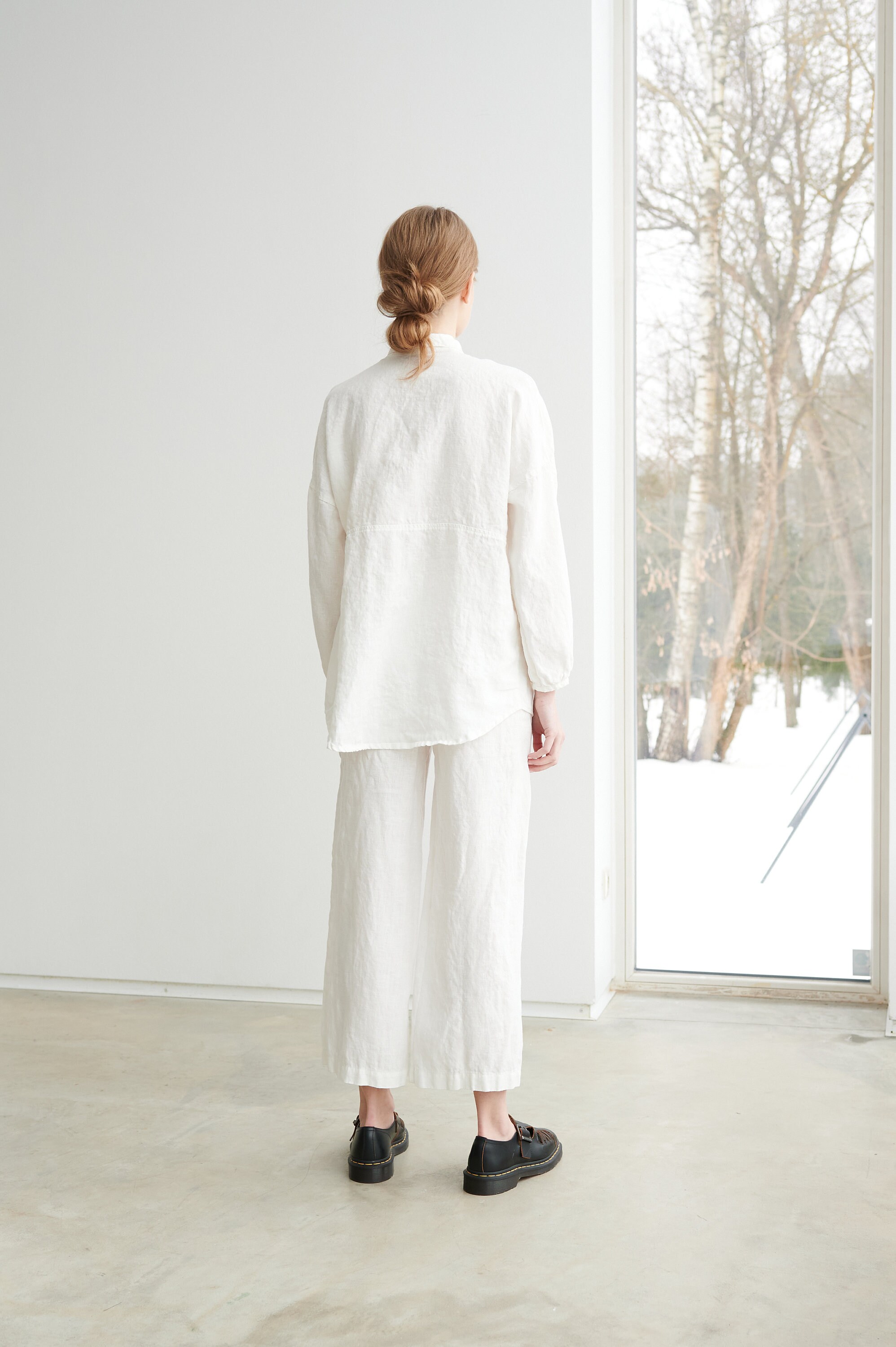 Lyn Milky White Shirt Loose Linen Shirt Linen Shirt Drop - Etsy