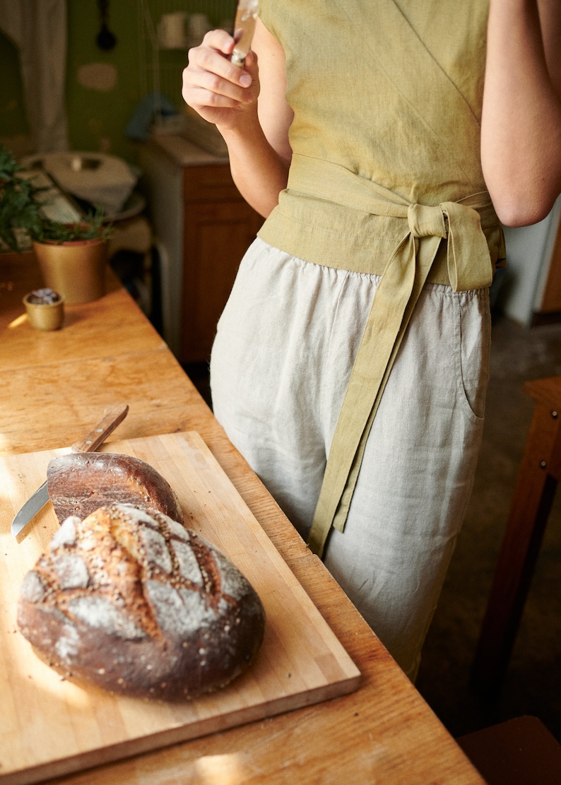 Amelia Olive Top - Wrap Top - Wrap Linen Top - Linen Top - Sleeveless ...