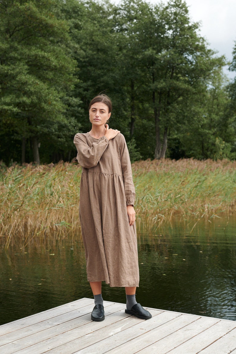 Margo Cacao Linen Dress Linen Dress Fall Linen Dress - Etsy