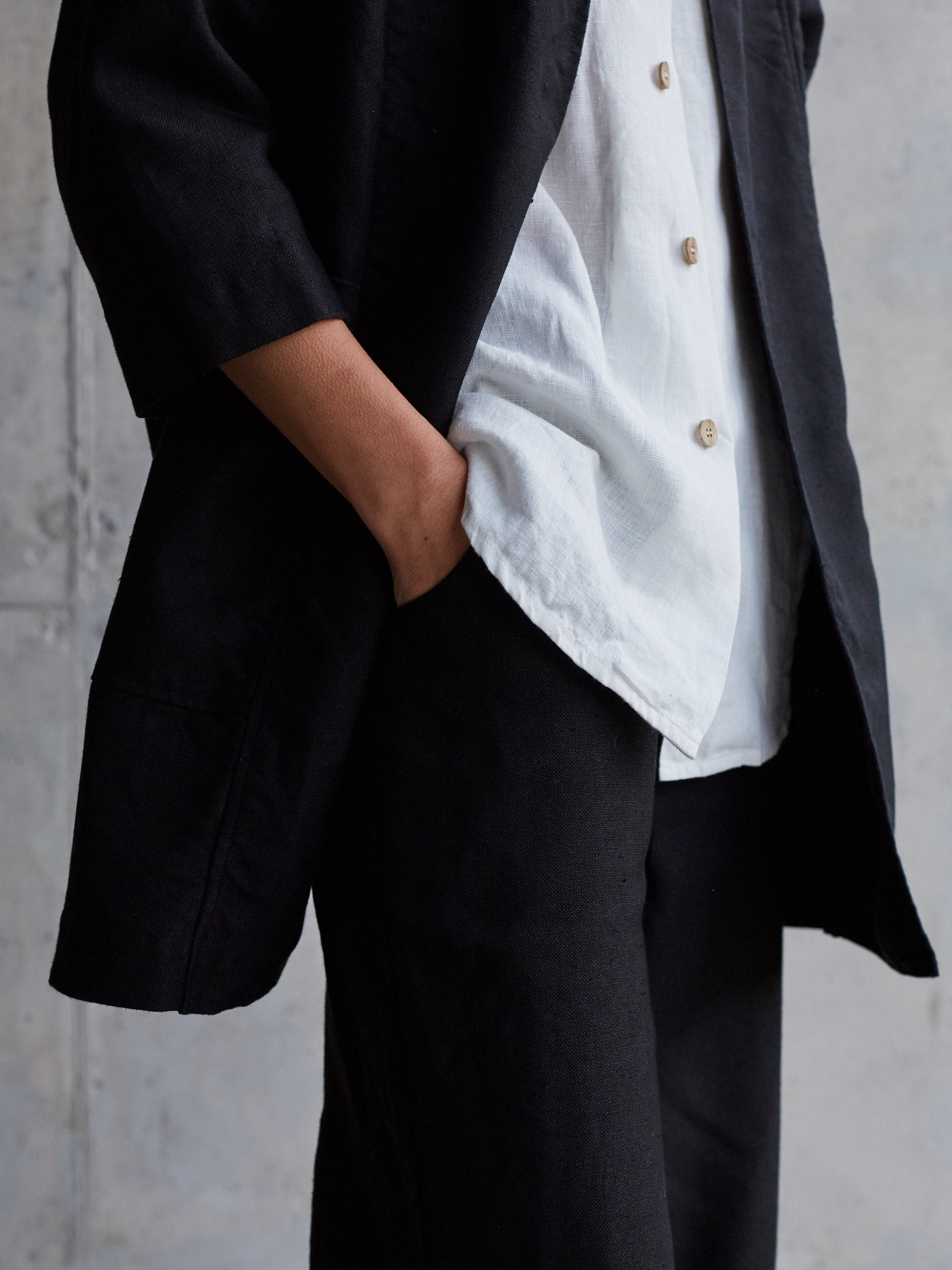 Juniper Heavy Black Jacket Heavy Linen Jacket Linen Coat - Etsy
