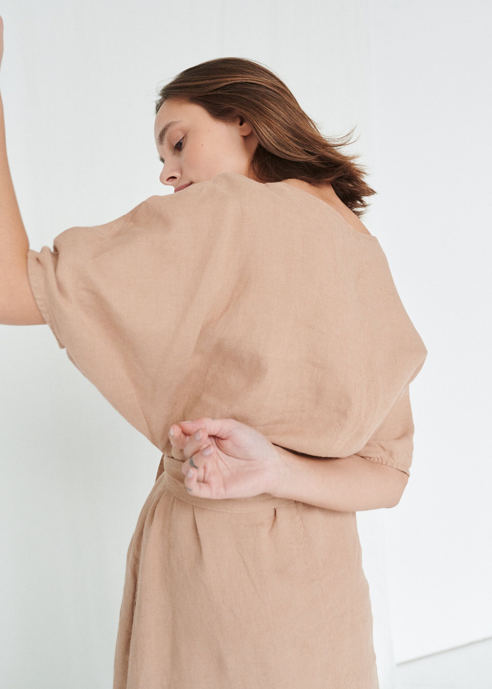 Rush Dusty Peach Dress Cocoon Linen Dress Loose Linen - Etsy