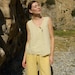 Jess Apple Checks Linen Top - V-neck Sleeveless Top - Loose Silhouette ...