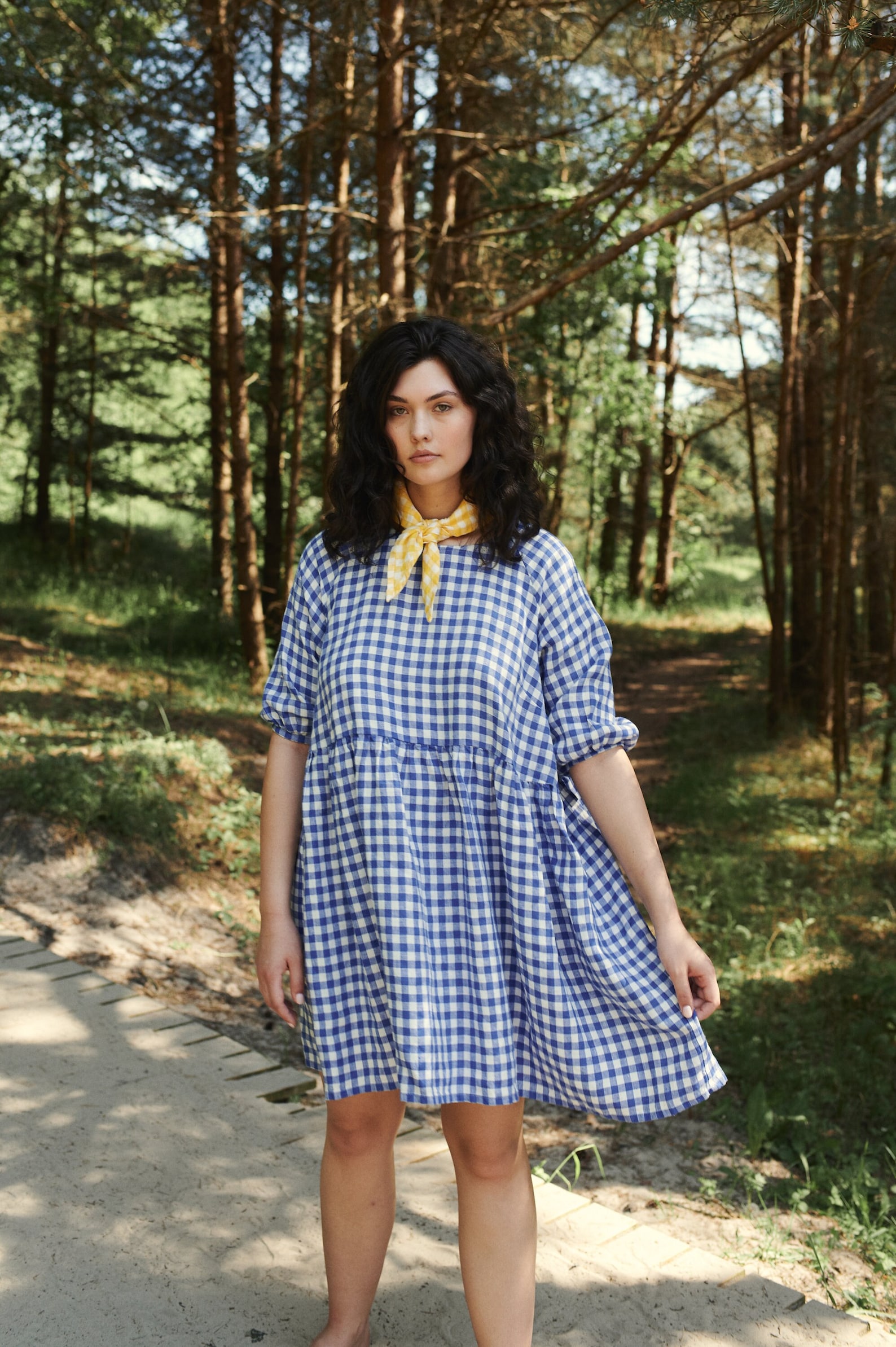 Beth Blue Gingham Dress Gingham Linen Dress Summer Linen - Etsy